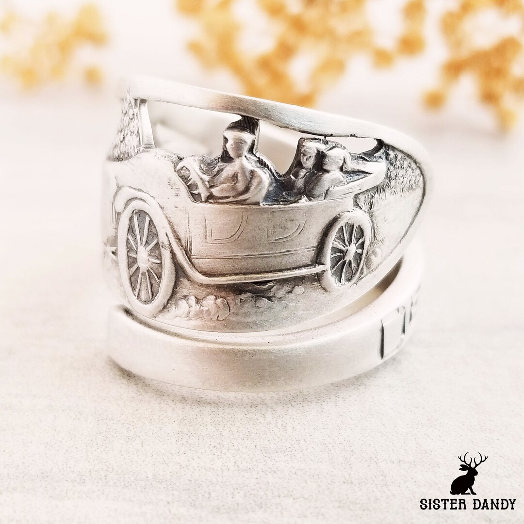 Vintage Car Ring, Antique Roadster Ring, Detroit Souvenir Ring ...