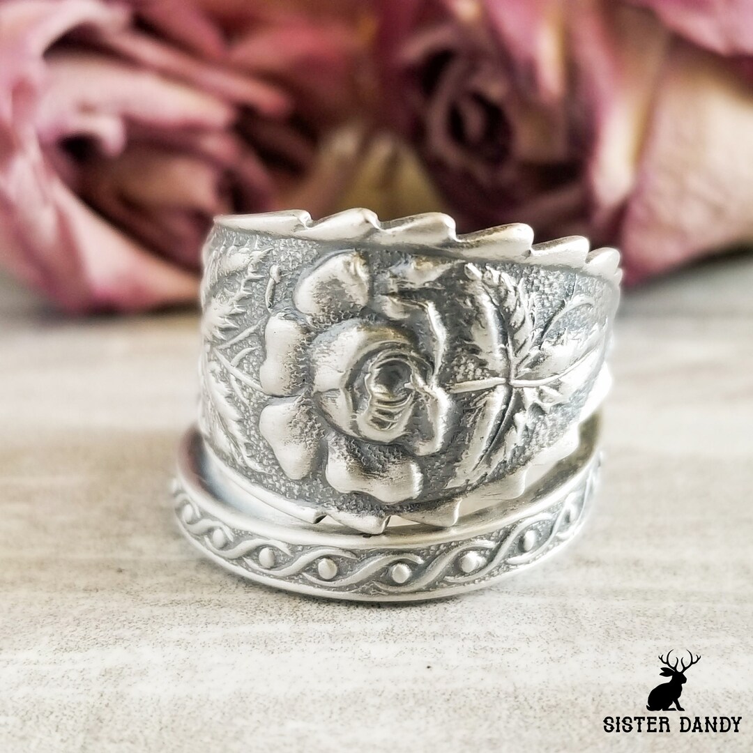 Sterling Rose Wrap Ring, Sterling Rose Ring, Sterling Spoon Ring ...