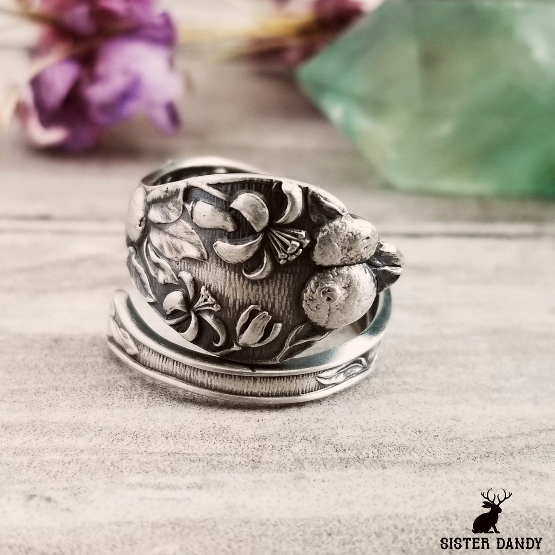 Sterling Silver Fruit Blosson Ring, Vintage Citrus Ring, Orange Spoon ...