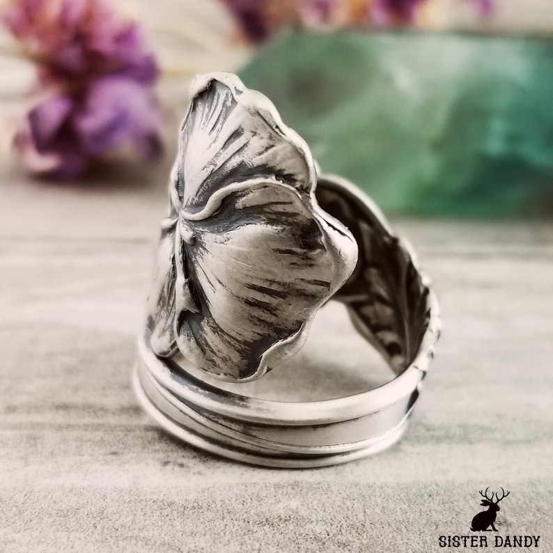Pansy Sterling Bloom Ring, Vintage Pansy Flower Ring, Dainty Flower ...