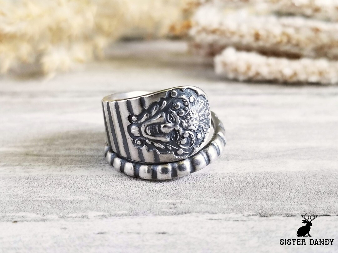 Sterling Bacchus Ring, Sterling Spoon Ring, Jester Ring, Spiral Spoon ...