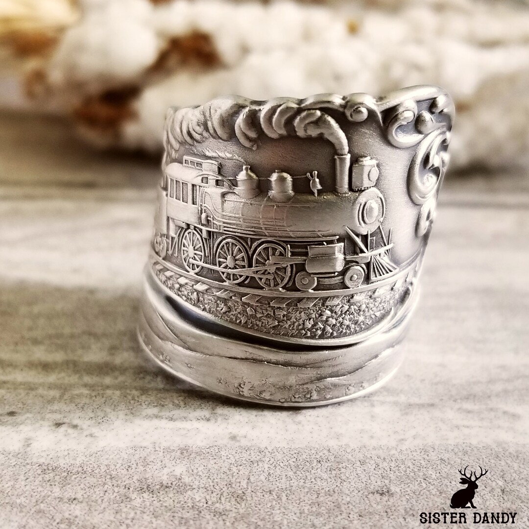 Pioneer Train Ring, Sterling Conductor Ring, Handmade Western Ring ...