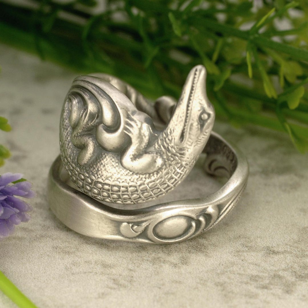 Silver Alligator Ring, Florida Alligator Ring, Sterling Gator Jewelry ...