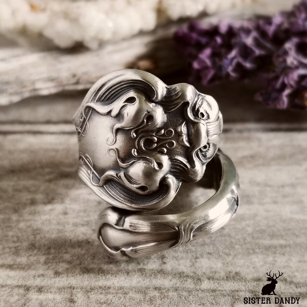 Vintage Green Man Ring, Rare Unger Douvaine Sterling Ring, Handmade ...