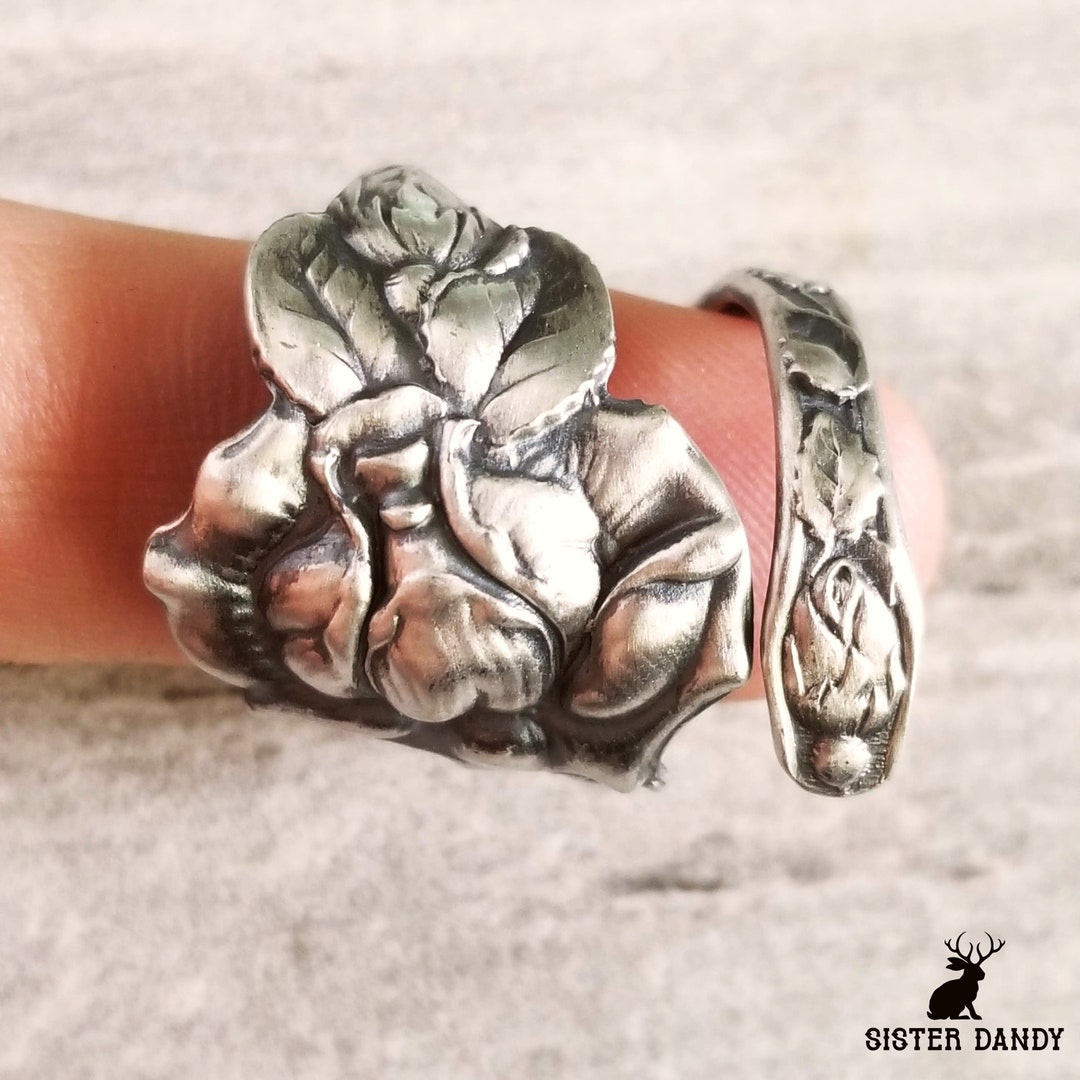 Handmade Rose Ring, Silver Rose Ring, Sterling Spoon Ring, Vintage Rose ...