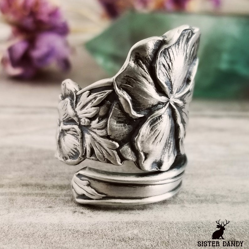 Pansy Sterling Bloom Ring, Vintage Pansy Flower Ring, Dainty Flower ...