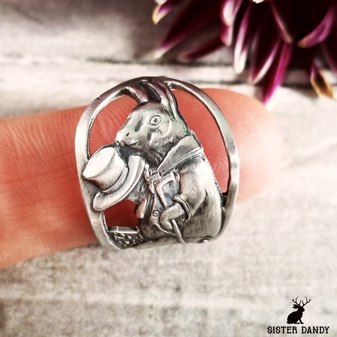 Sterling Rabbit Ring, Silver Rabbit Spoon Ring, Easter Bunny Ring ...