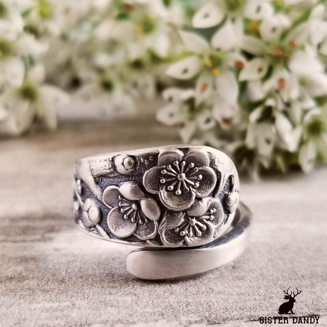 Sterling Sakura Ring, Japanese Cherry Blossom Ring, Spring Flower Ring ...