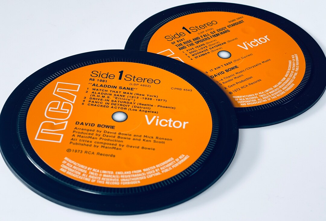 David Bowie. 2 Record Label Coasters. Popsters - Etsy