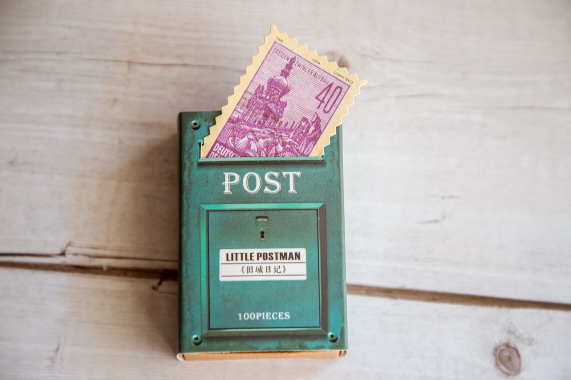 Sticker Set Post Box 100 Stickers Vintage Postal Stamps | Etsy