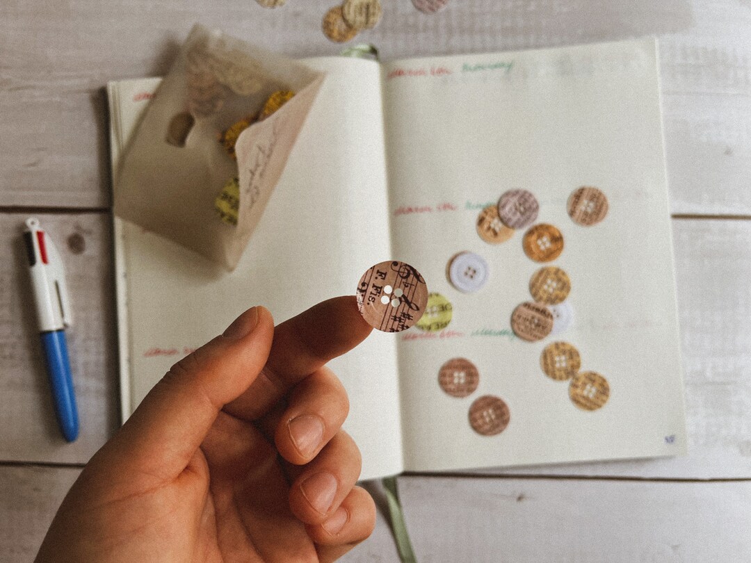 Set of Round Button Stickers in Envelope - Etsy