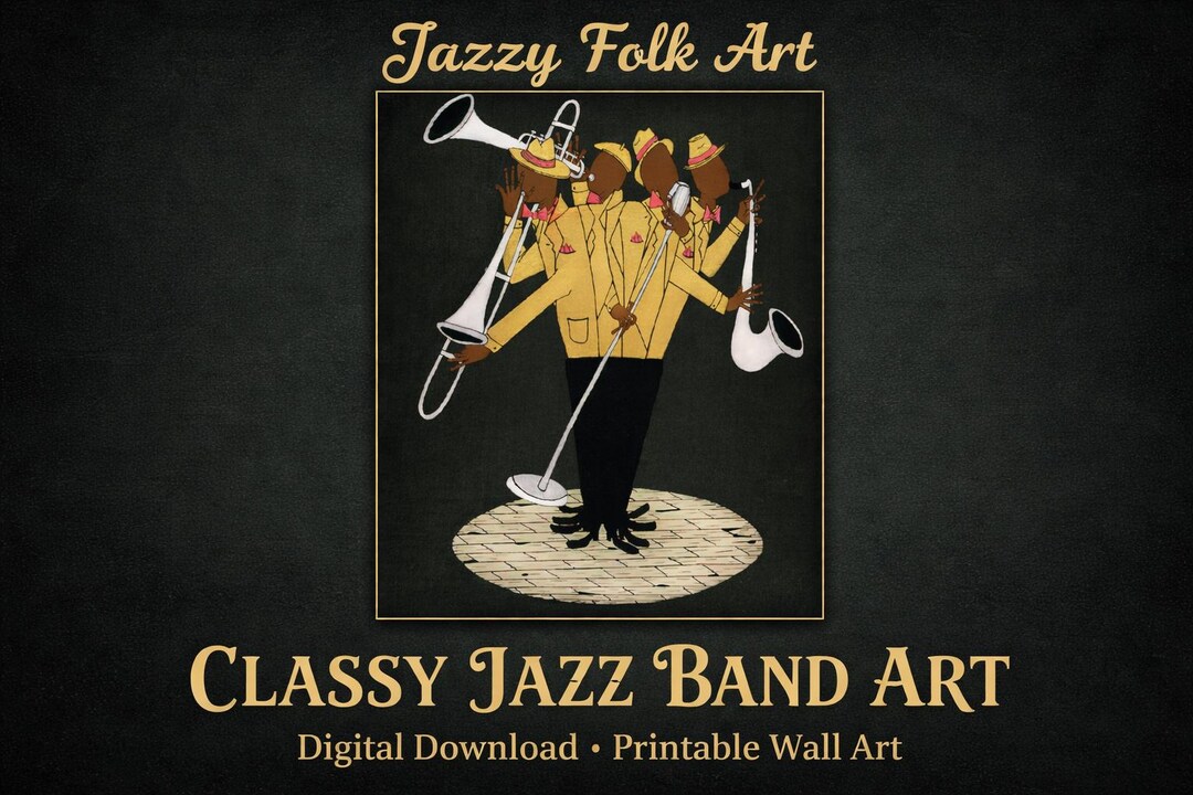 Jazz Band Folk Art Printable | Vintage Jazz Musicians Art | African ...