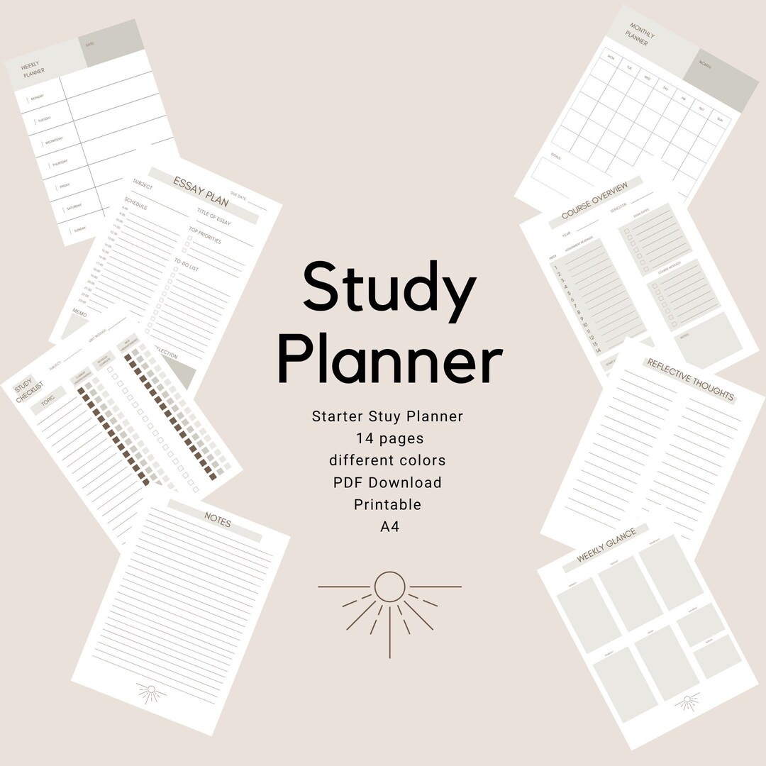 Digital and Printable Study Starter Planner - Etsy