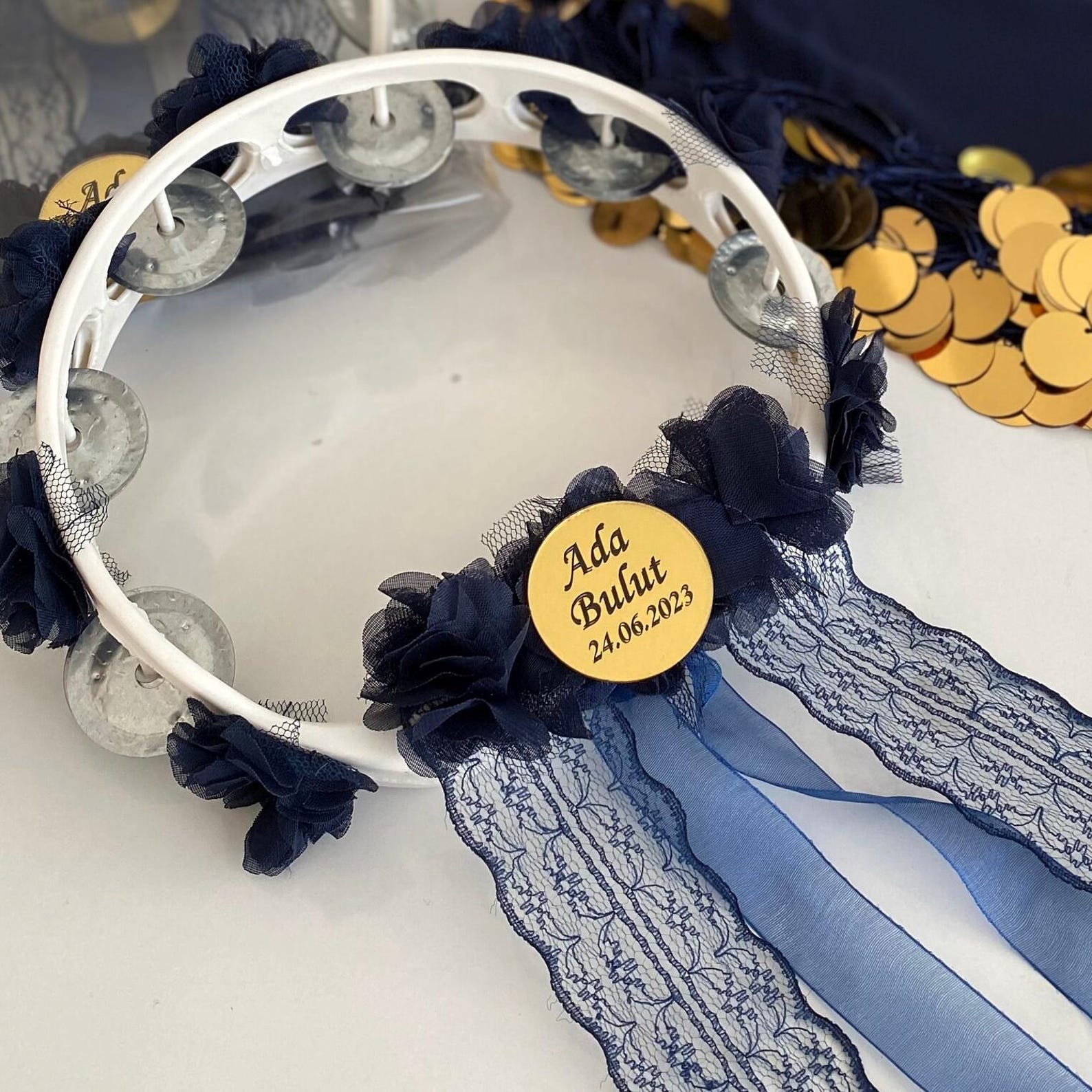Personalized Bridesmaid Tambourine: Laser-cut Roses, Wedding Henna ...