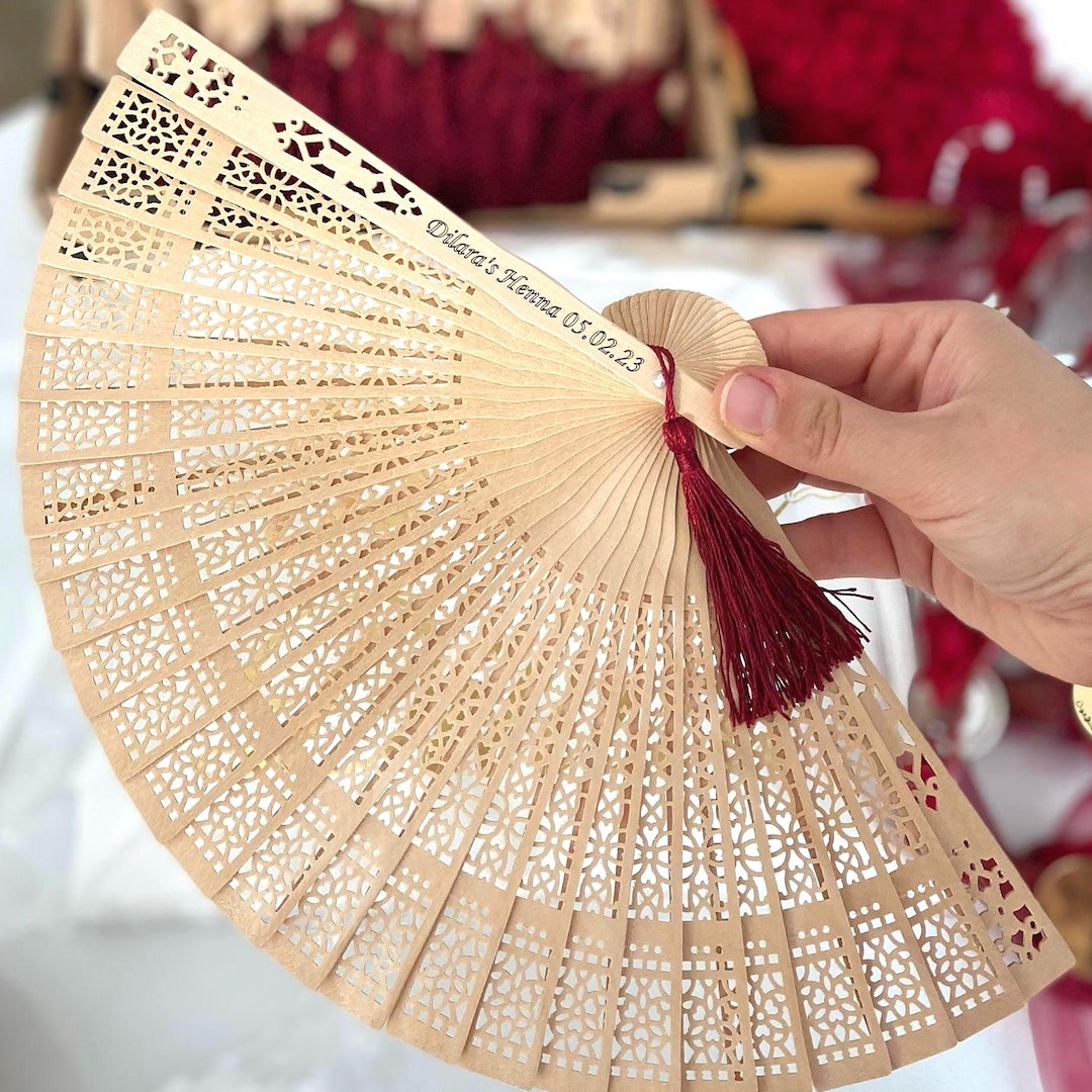 Personalized Wedding Hand Fans Engraved Sandalwood Fans, Personalized ...