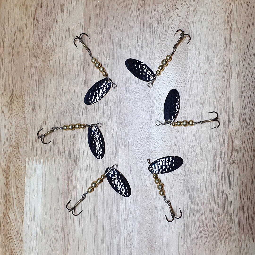 Six Black and Gold Swiss Swing Spinner Lures - Hand Made in USA - Etsy