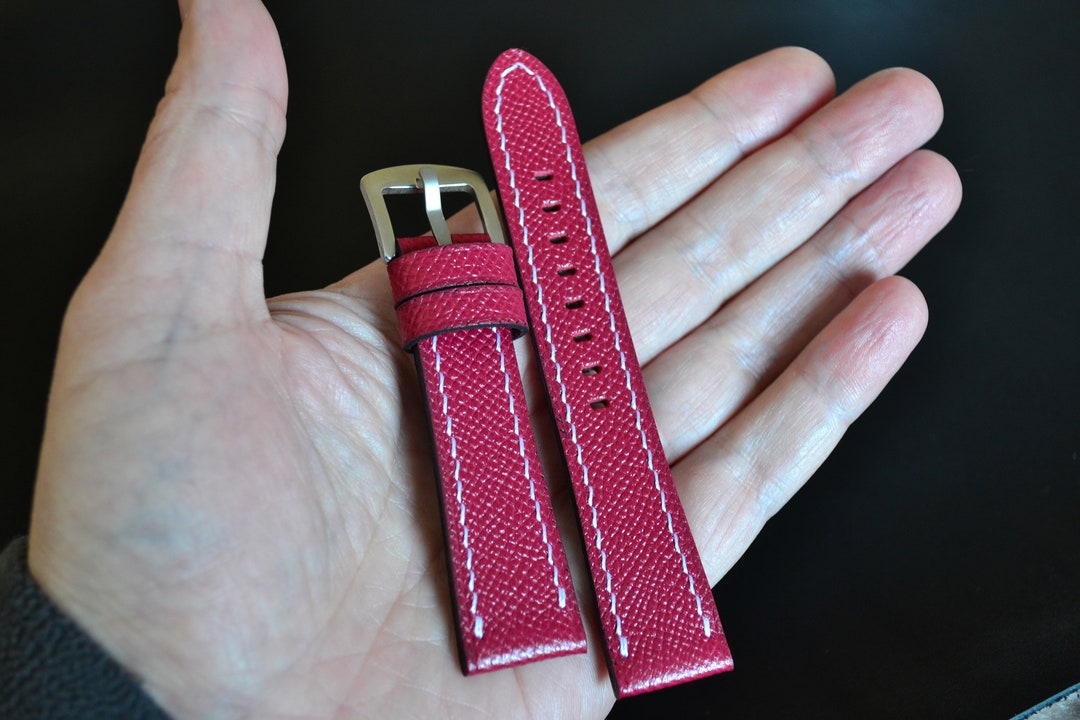 Red Soft and Supple Watch Strap, Calfskin Handmade Leather Watch Band ...