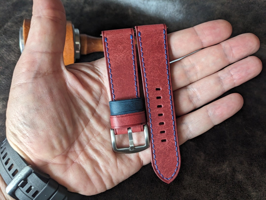 Genuine Leather Watch Strap. Red Watch Band. 26mm 24mm 22mm 20mm ...