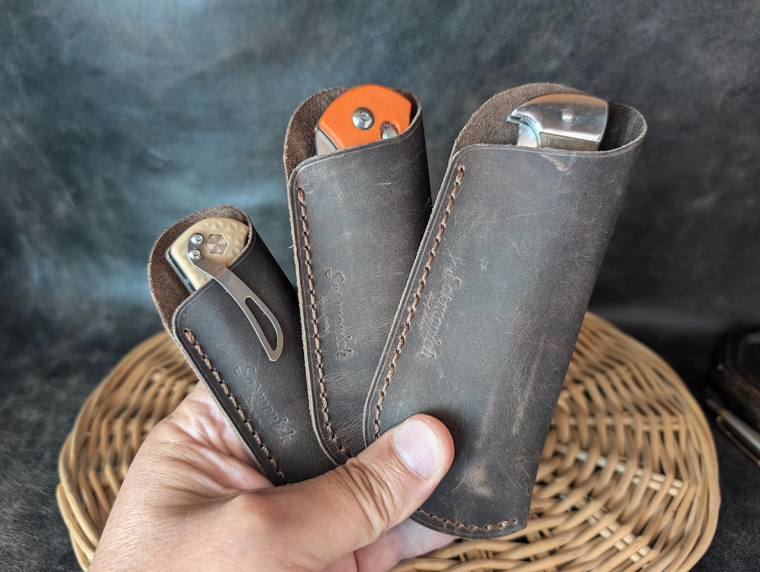 Handmade Knife Case, Leather Knife Pouch, Pocket Knife Leather Case ...