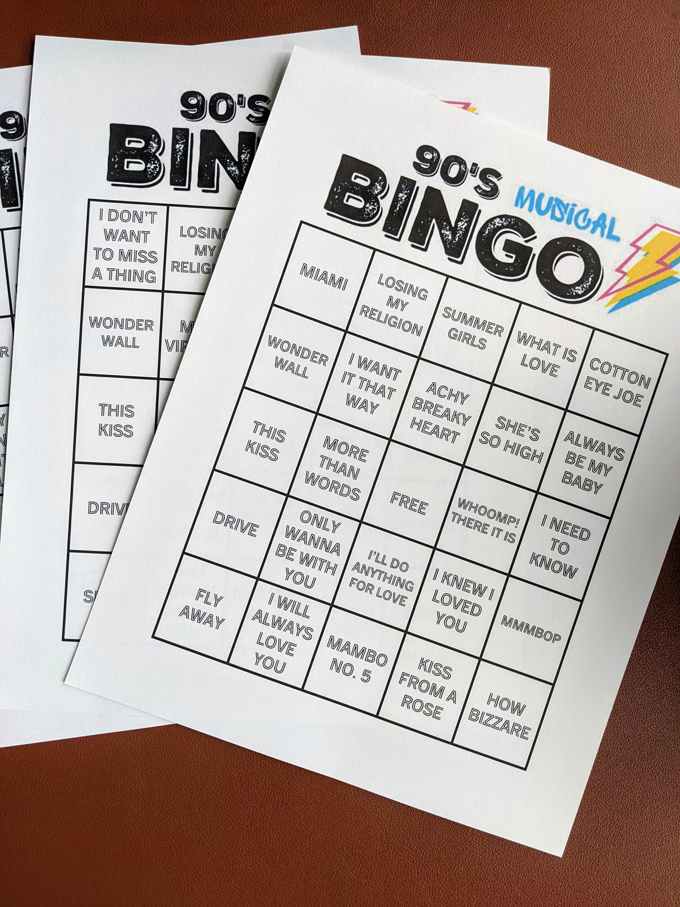 90's Musical BINGO - Etsy