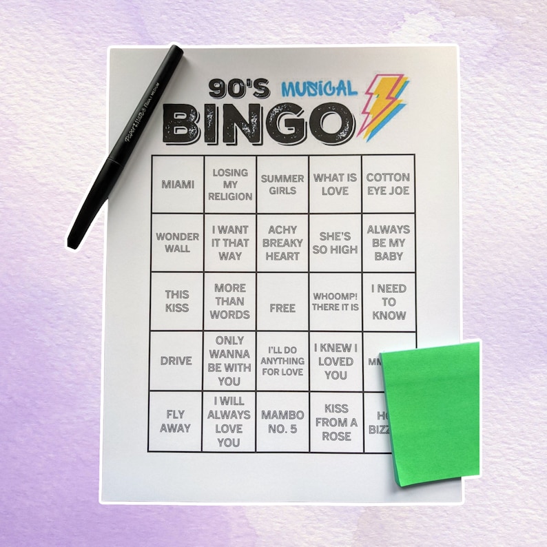 90's Musical BINGO - Etsy