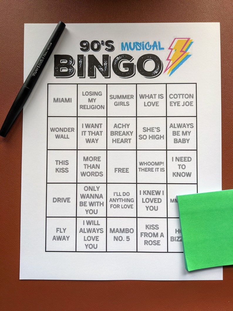 90's Musical BINGO - Etsy