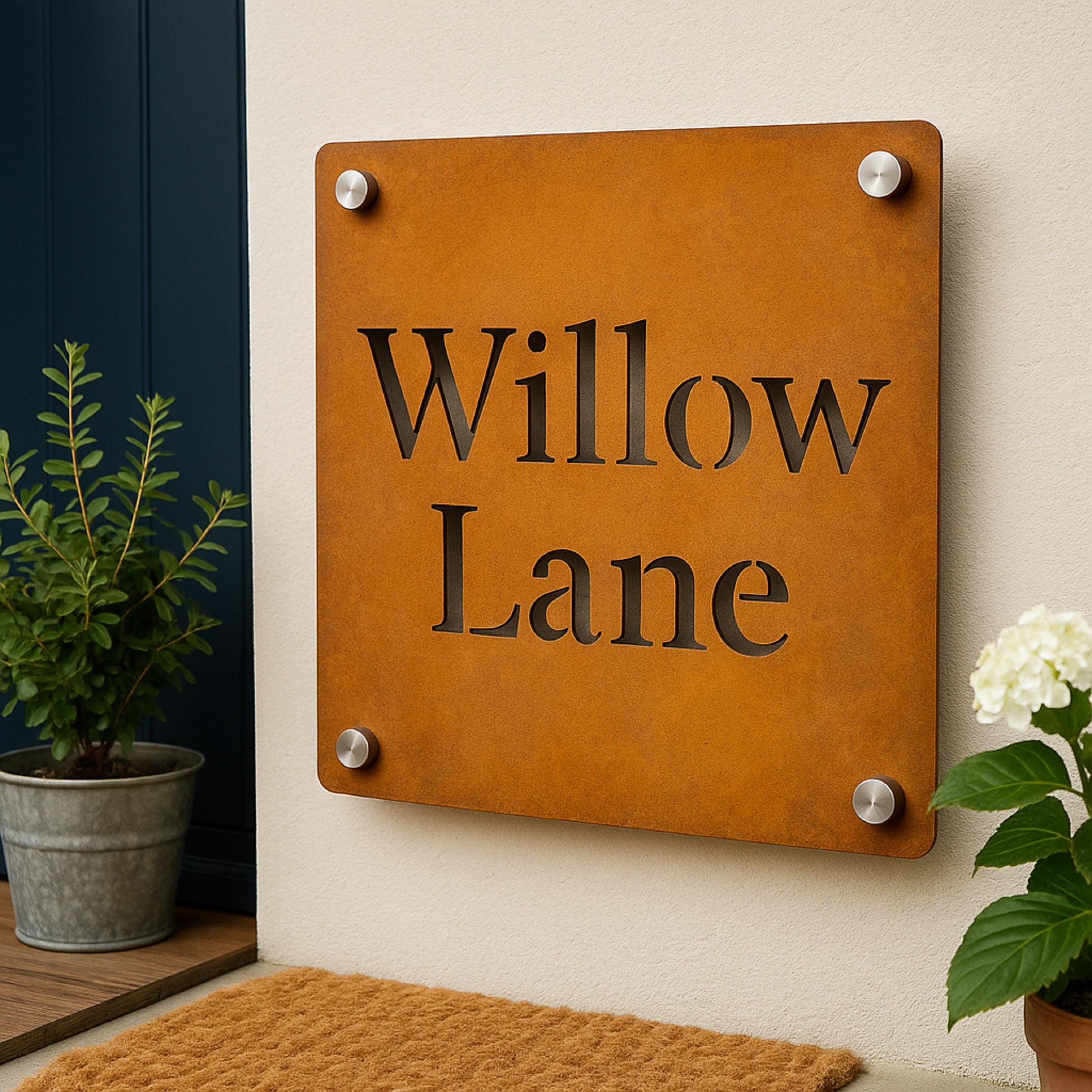 Custom Corten Steel House Sign - Rusty Farm Name Sign, Weathered Metal ...