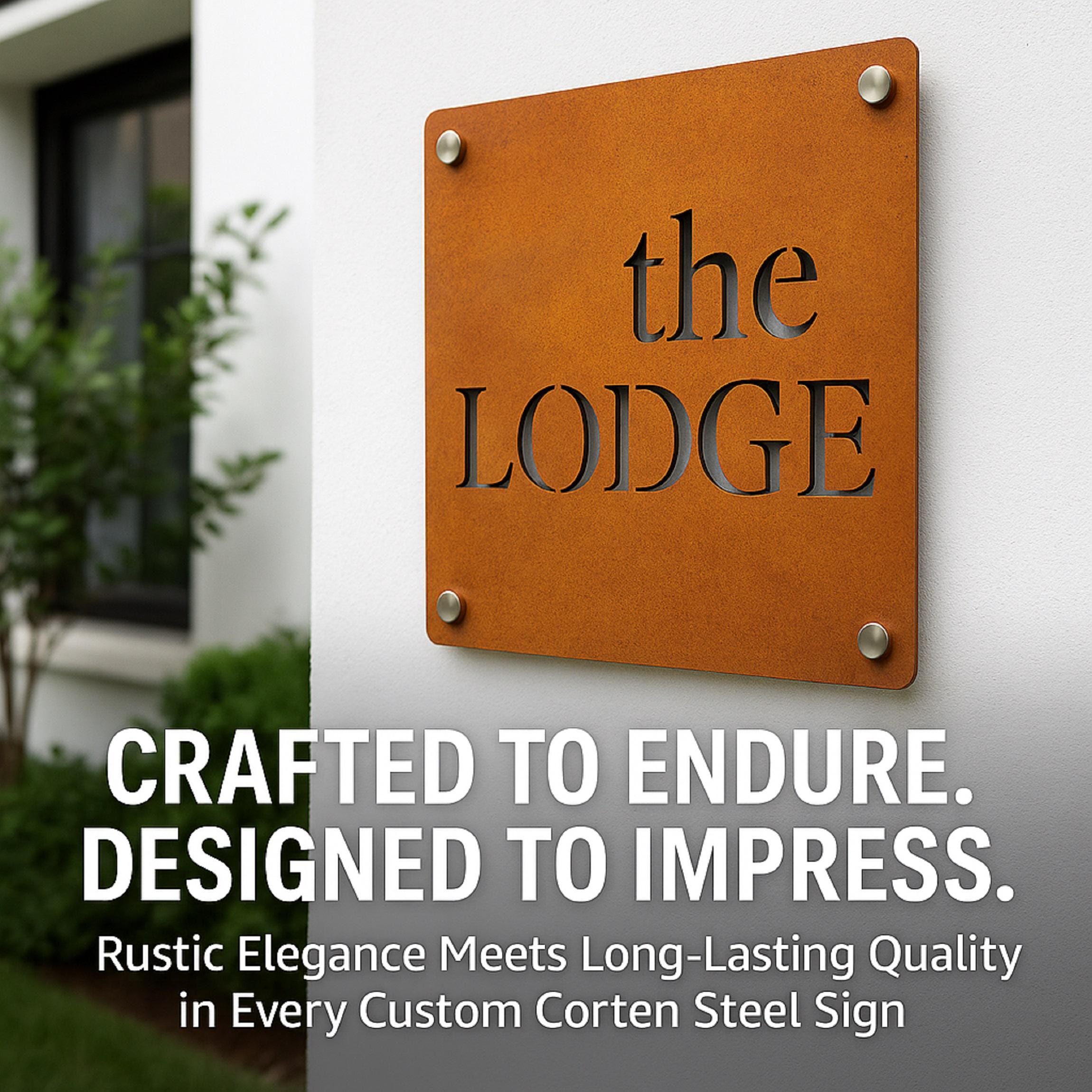 Custom Corten Steel House Sign - Rusty Farm Name Sign, Weathered Metal ...