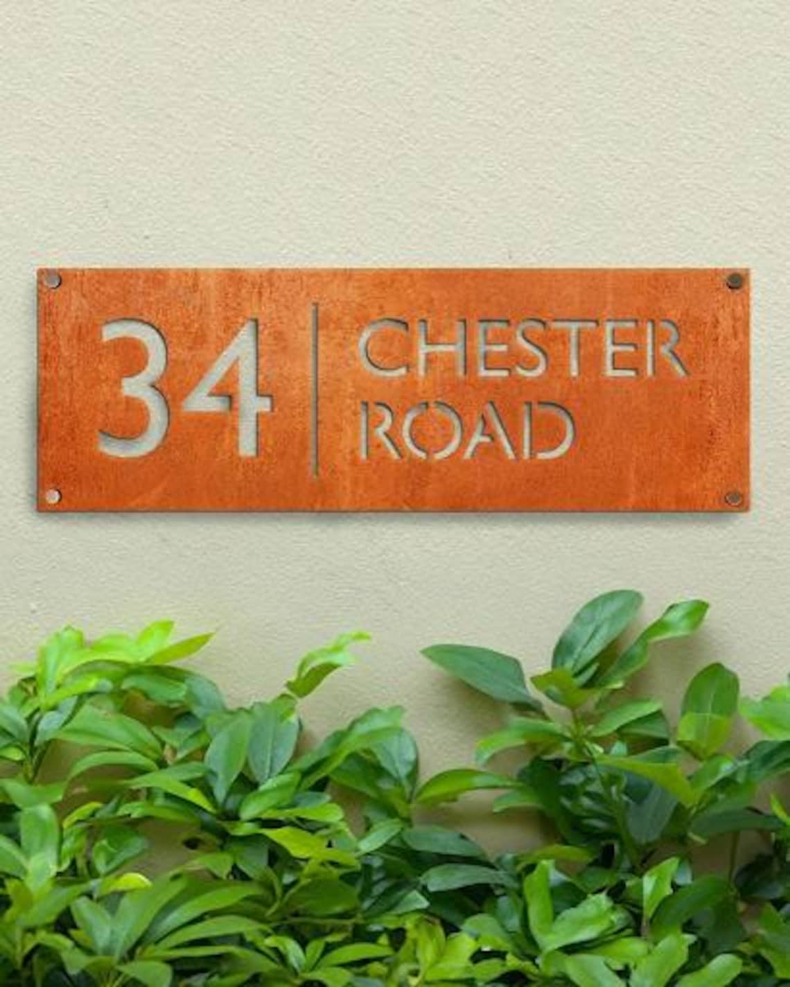 Personalized Corten Steel Address Sign, Modern Rusted Metal Outdoor ...