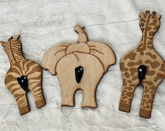 Wooden Animal Wall Hooks Wood - Etsy