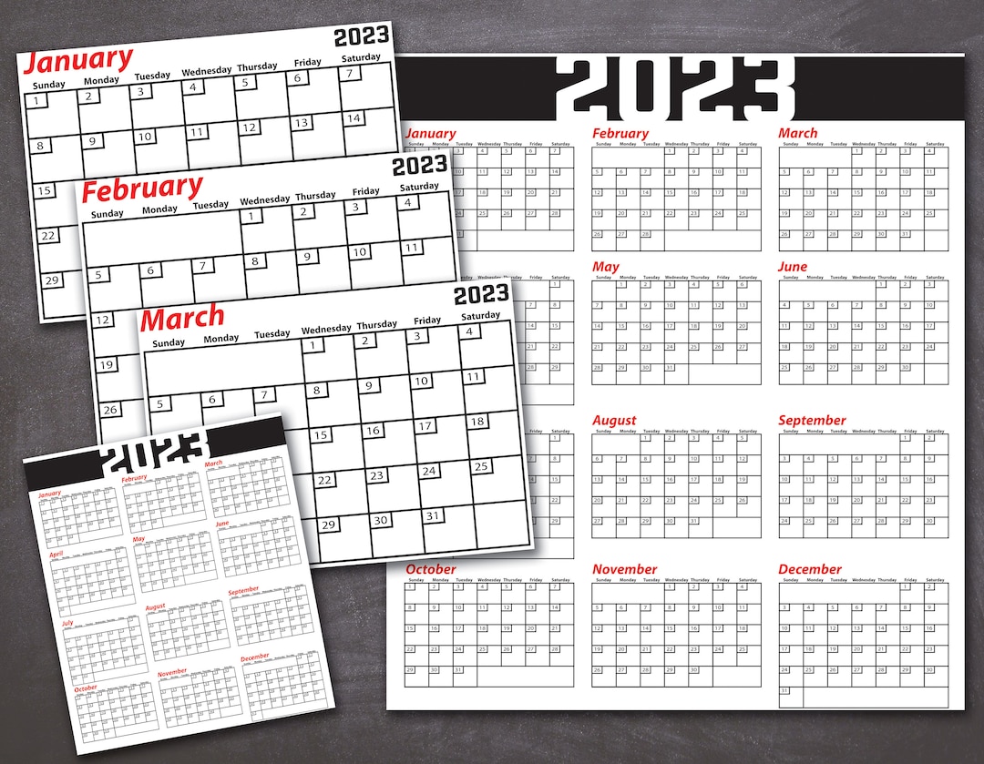 2023 Yearly Printable Calendar / 8.5x11 Monthly / 8.5x11 Full - Etsy
