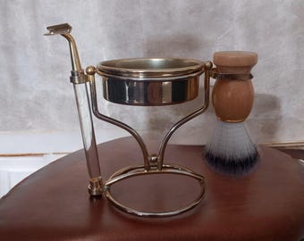 Vintage Pewter Ralph Lauren Shaving Brush and Mug Set - Etsy