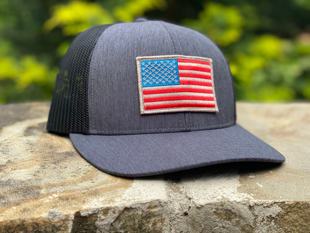 American Flag Hat, Heather Gray Trucker Cap, Subdued Patch - Etsy