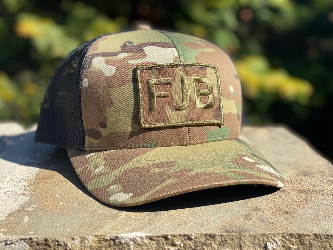 Biden FJB Patch Hat in Multicam Camo, Embroidered Sewn on Patch, Snapback Trucker Style Hat by ...