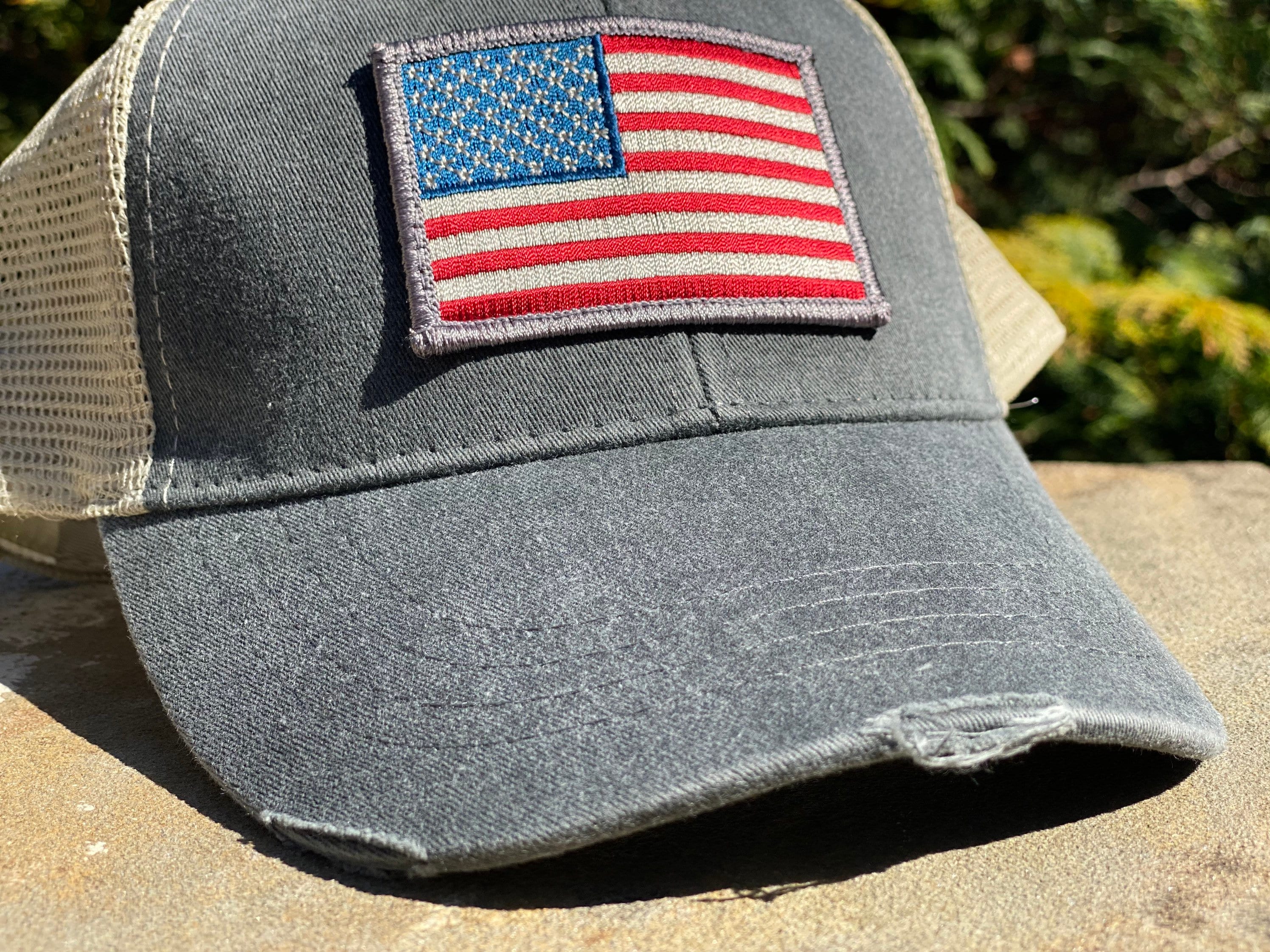 American Flag Patch Hat, Distressed Grey Snapback Low Profile Style by Concord & Lex - Etsy