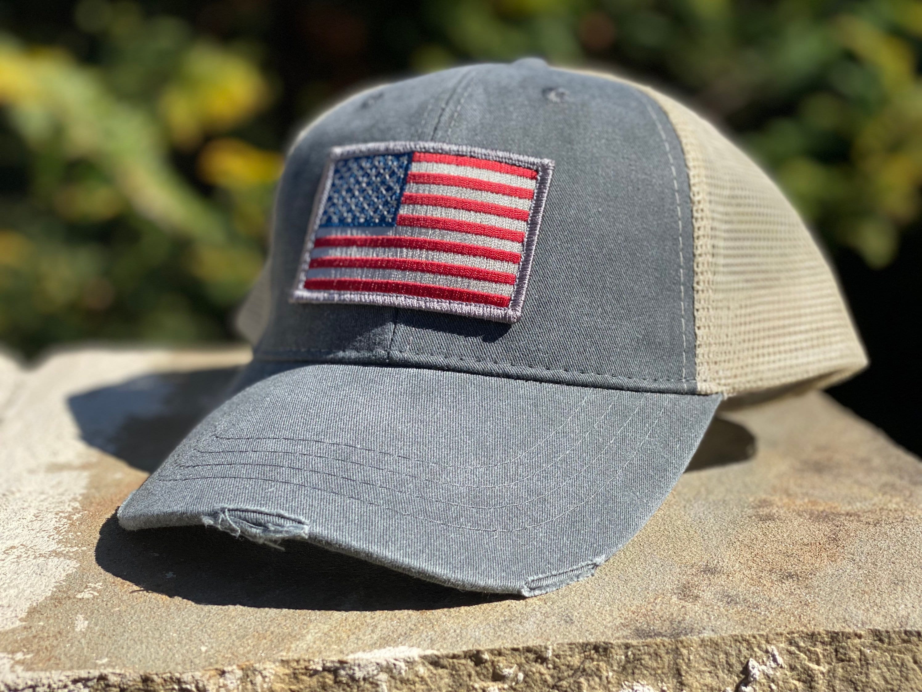 American Flag Patch Hat, Distressed Grey Snapback Low Profile Style by Concord & Lex - Etsy