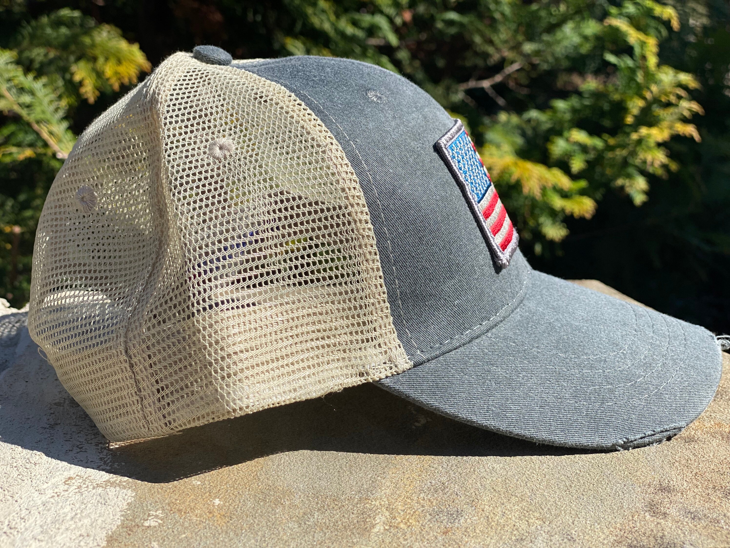 American Flag Patch Hat, Distressed Grey Snapback Low Profile Style by Concord & Lex - Etsy