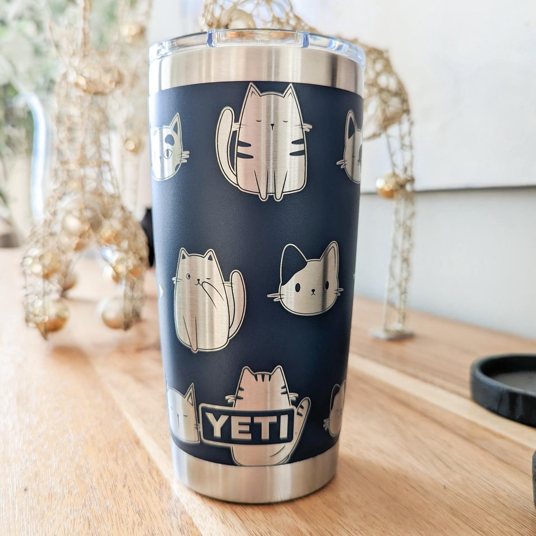 Cat Lover Yeti Tumbler, Personalized Kitty Mom Gift, Engraved 20oz ...