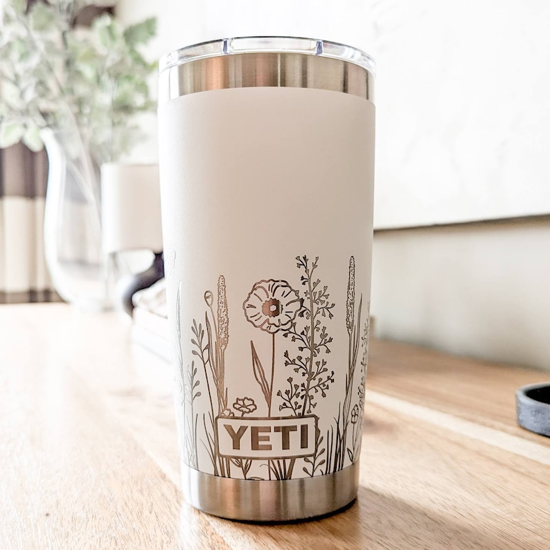 20oz - 360 Wildflower Laser Engraved YETI Tumbler - Etsy Canada
