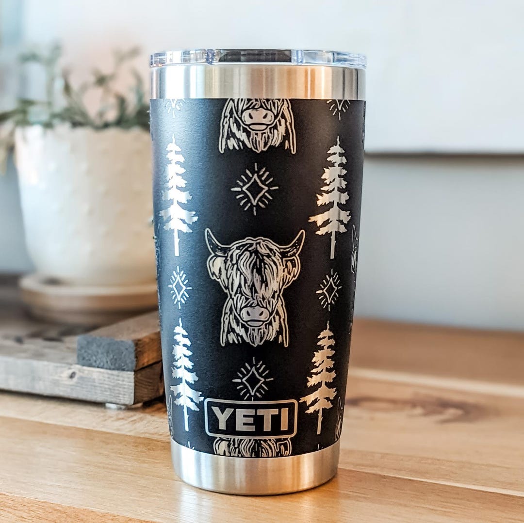 20oz - 360 Highland Cow With Trees Engraved YETI Tumbler - Etsy