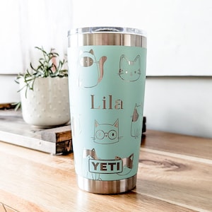 20oz - Personalized 360 Cat Lover Laser Engraved YETI Tumbler - Etsy