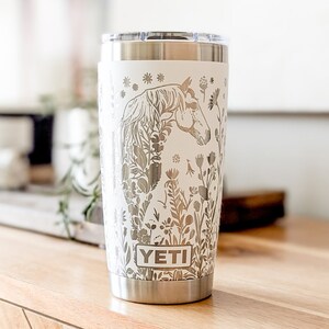 20oz - 360 Floral Horse Engraved YETI Tumbler - Etsy