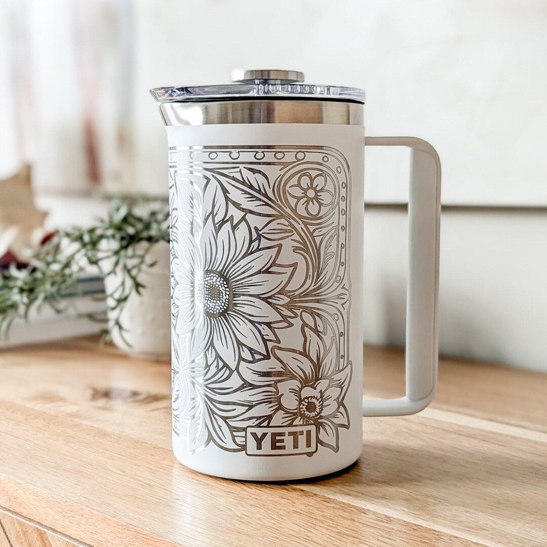 Engraved Sunflower 34 Oz (1 Liter) YETI French Press Perfect Gift for ...