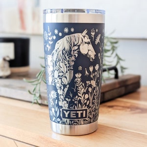 20oz - 360 Floral Horse Engraved YETI Tumbler - Etsy