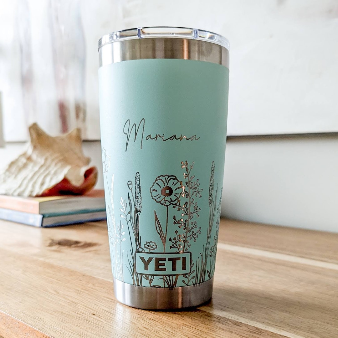 20oz - Personalized 360 Wildflower Laser Engraved YETI Tumbler - Etsy