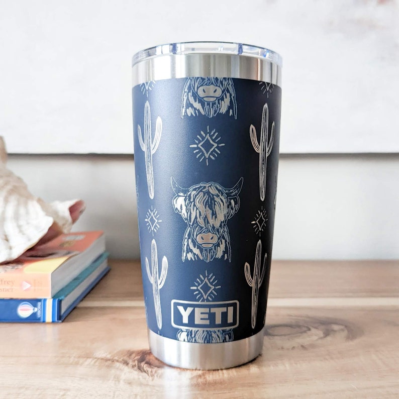 Highland Cow Yeti Tumbler, Western Cow Print Gift, Engraved 20oz ...