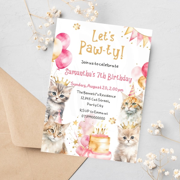 Cat Invitation - Etsy