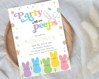 Editable Easter Birthday Invitation Invite Peeps Bunny Kids - Etsy
