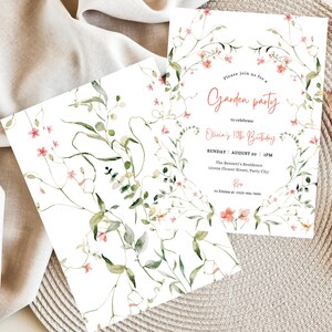 Editable Floral Birthday Invite, Wildflower Birthday Party Invitation ...