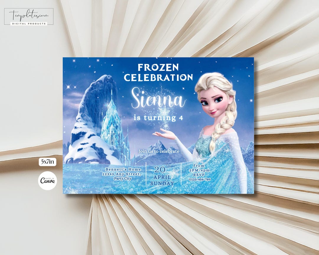Editable Elsa Invite Digital Frozen Party Invitation Frozen Theme Party ...